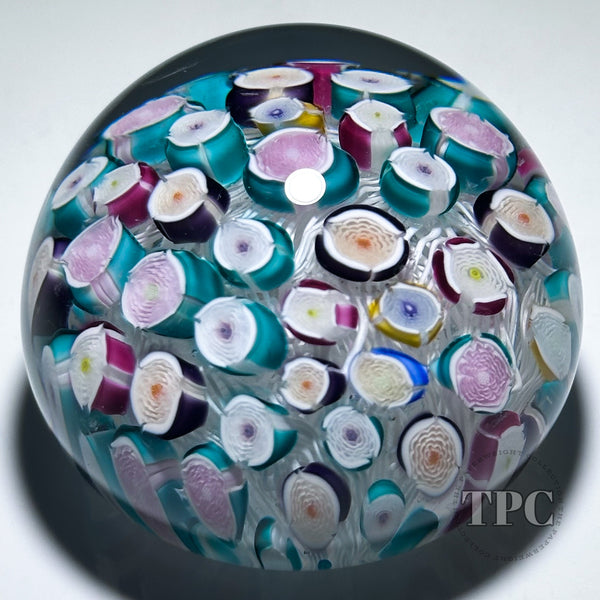 Miniature John Deacons Glass Art Paperweight Cascading Rose Cane Close