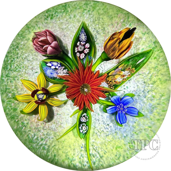 Debbie Tarsitano Glass Art Paperweight Flamework Fantasy Flower bouque
