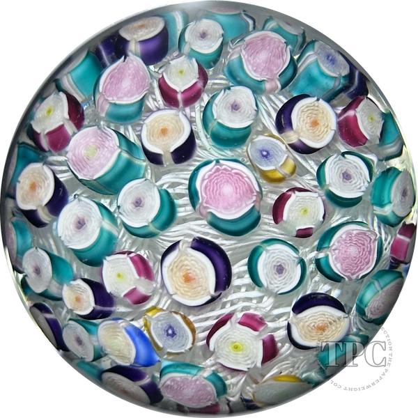 Miniature John Deacons Glass Art Paperweight Cascading Rose Cane Close