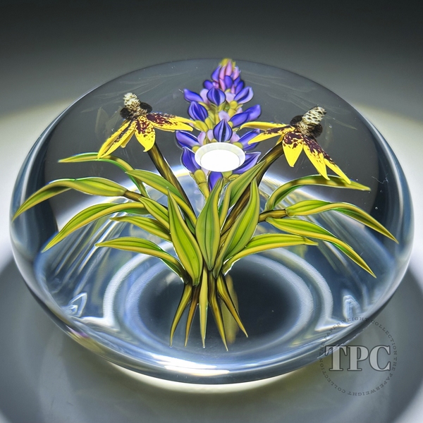 Chris Buzzini 1998 Glass Art Paperweight Flamework Wildflower Bouquet