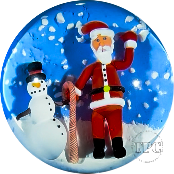 Clinton Smith 2024 Glass Art Marble Double Sided Flamework Santa on Ch