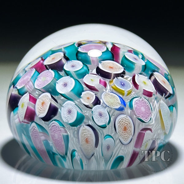 Miniature John Deacons Glass Art Paperweight Cascading Rose Cane Close