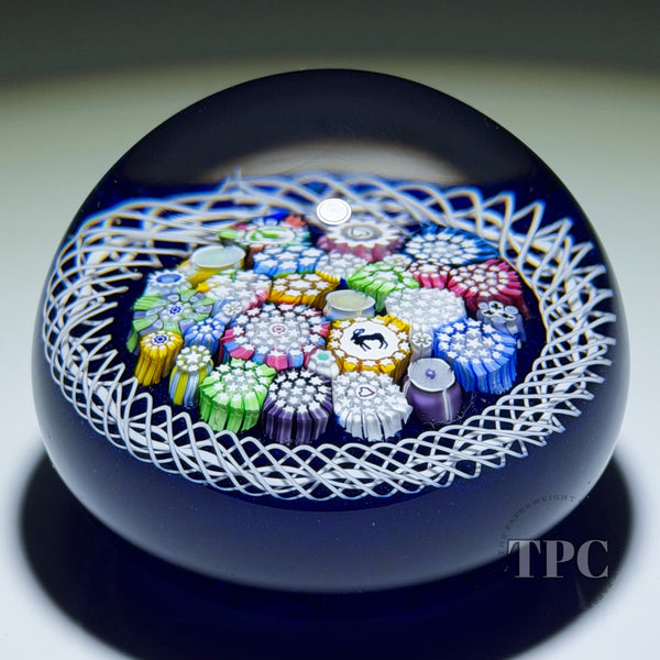 John Deacons Glass Art Paperweight Closepack Complex Millefiori with S
