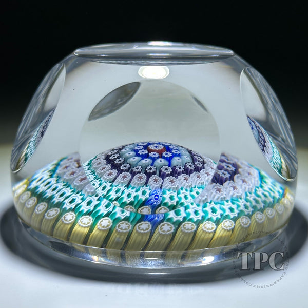 Whitefriars 1977 Faceted Glass Art Paperweight Colorful Concentric Mil