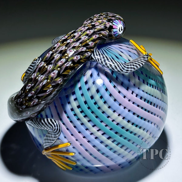 Michael Hunter 2025 Glass Art Paperweight Daftie Clad Lizard Pastel Re