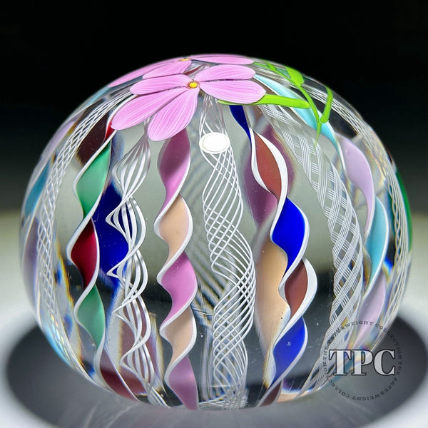Early Michael Hunter Glass Art Paperweight Crown Style Design with Fla