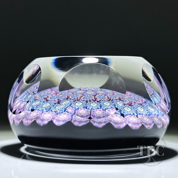 Peter McDougall Faceted Glass Art Paperweight Close Concentric Complex