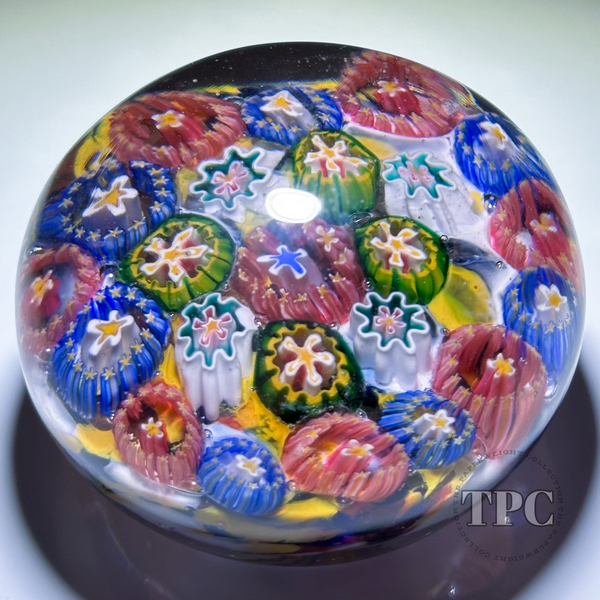 Antique Thuringian Glass Art Paperweight Concentric Complex Millefiori
