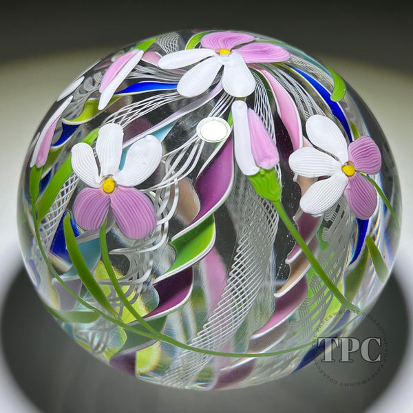 Early Michael Hunter Glass Art Paperweight Crown Style Design with Fla