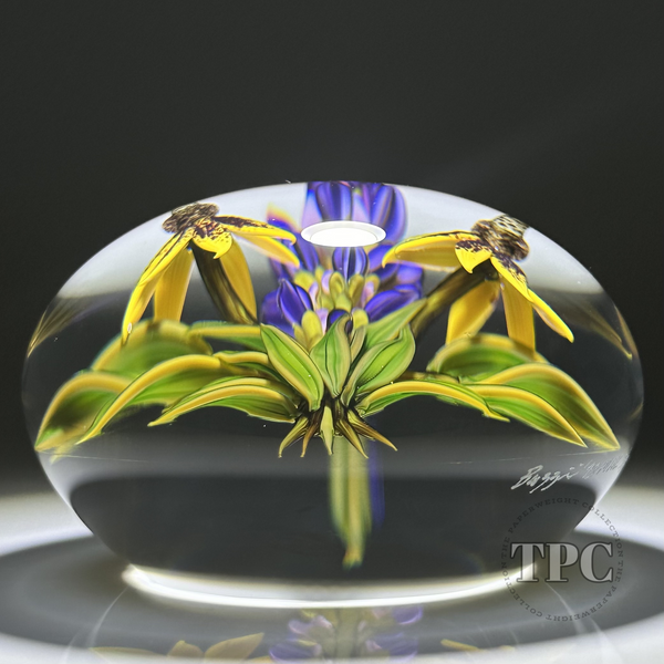 Chris Buzzini 1998 Glass Art Paperweight Flamework Wildflower Bouquet