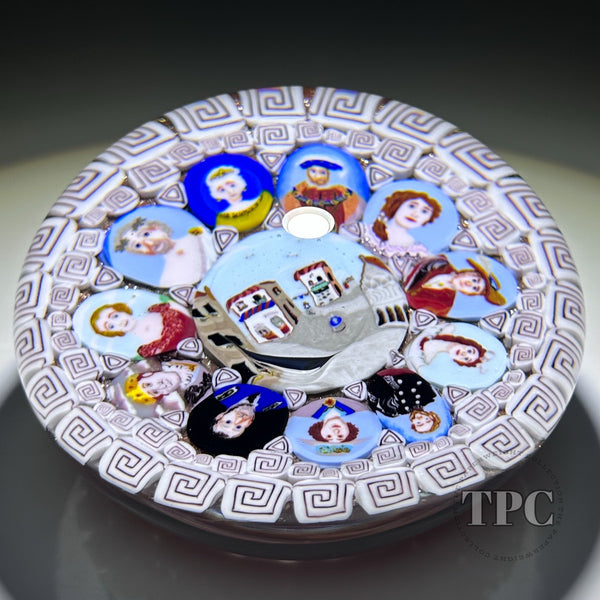 Loren Stump 2001 Glass Art Paperweight Murrine Portraits & Italian Pia