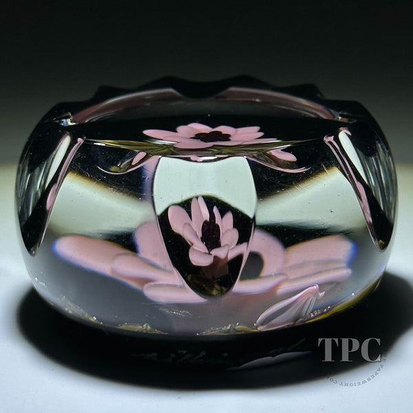 William Manson 2023 Art Glass Paperweight Flamework Mauve Colored Flow