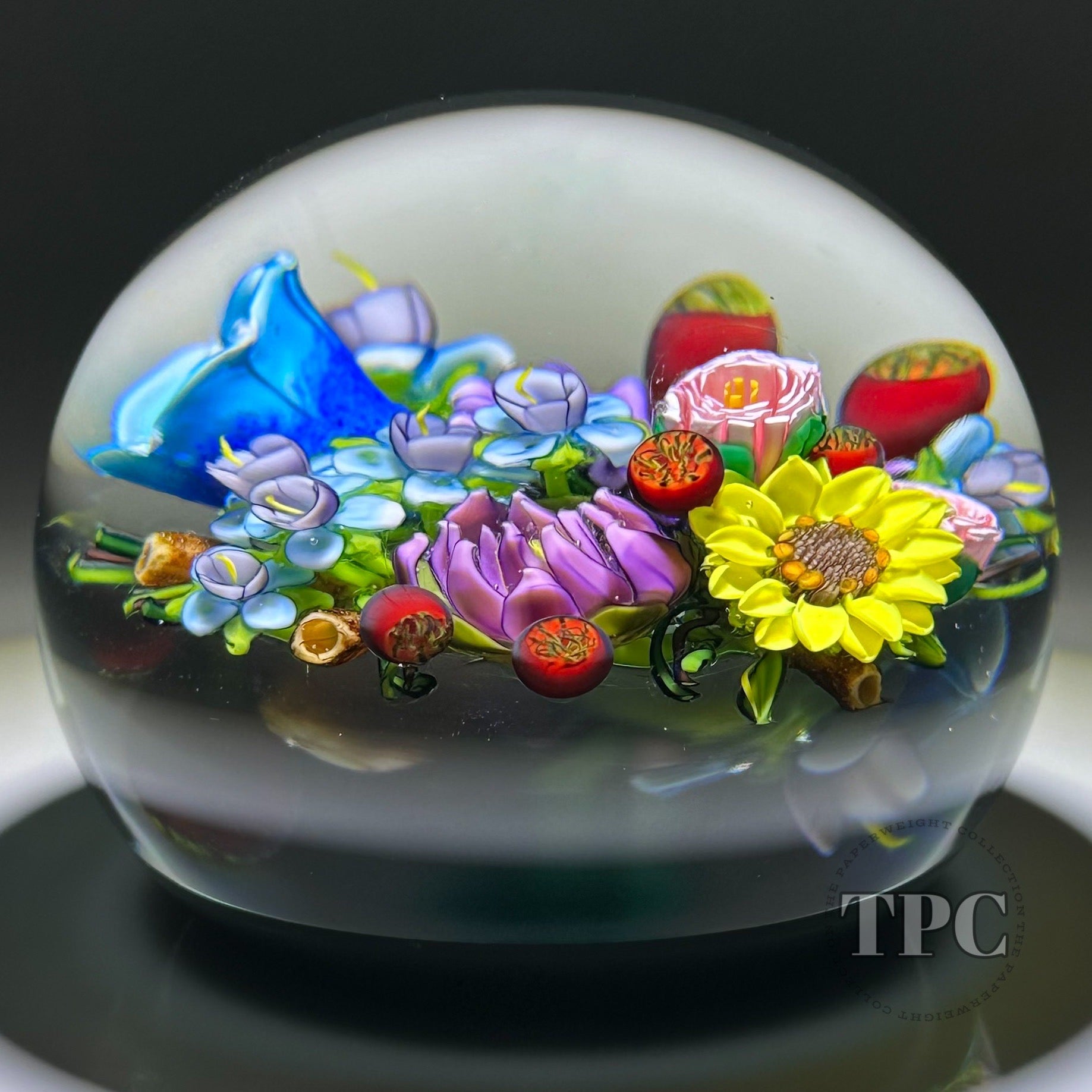 Ken Rosenfeld 2023 Glass Art Paperweight Large Flamework Flower Bouque