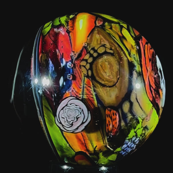 Robert Koch 2023 Glass Art Marble Rose Vortex with Numerous Complex Mu