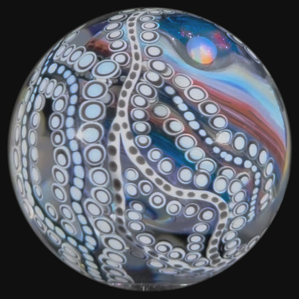 Peter Boyle 2025 Glass Art Marble Flamework Dot Patterned Blue Atmosph
