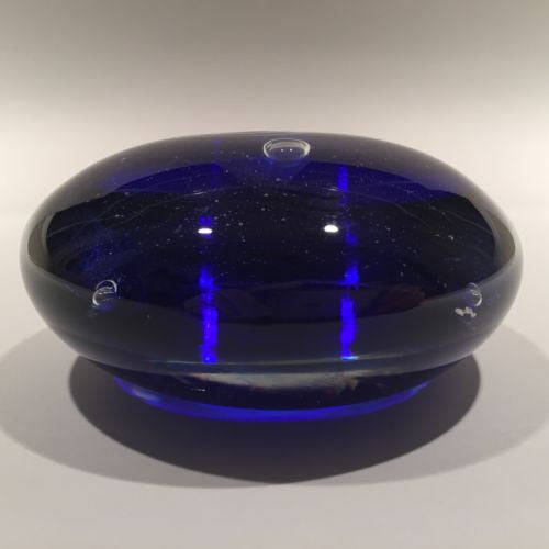Signed John Cook American Studio Art Glass Paperweight Blue Dichroic D