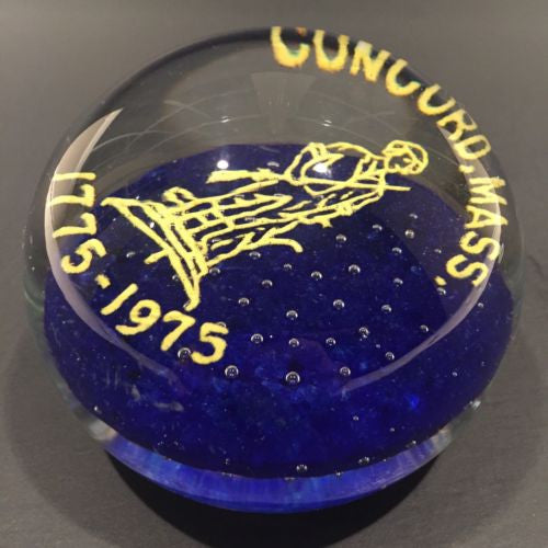 Vintage Art Glass Frit Paperweight Concord Ma American Revolution Bice