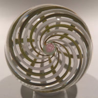 Vintage Pairpoint Art Glass Paperweight Green White Swirl Clichy Rose