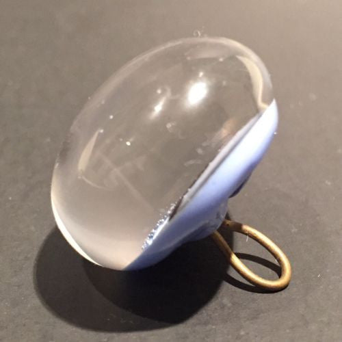 John Gooderham Art Glass Paperweight Button Hummingbird & Flower Silho