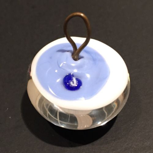 John Gooderham Art Glass Paperweight Button Cat & Butterfly Silhouette