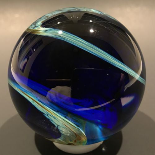 Unsigned David Lotton Studio Art Glass Paperweight Swirled Modern Desi