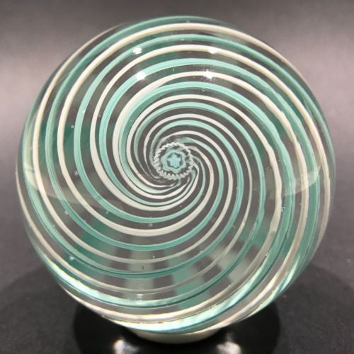 Vintage Pairpoint Art Glass Paperweight Green & White Swirl W/ Millefi