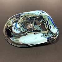 Signed David Lotton Art Glass Paperweight Test / Sample Piece Blue & G