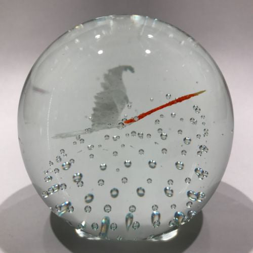 Vintage Gentile Art Glass Frit Paperweight Goose in Flight with Contro