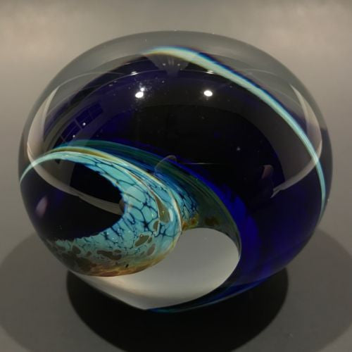 Unsigned David Lotton Studio Art Glass Paperweight Swirled Modern Desi