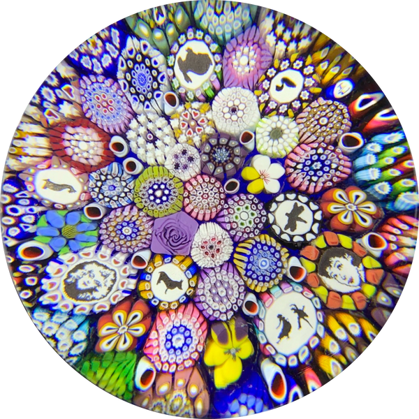 Michael Hunter Twists Studio 2019 Art Glass Paperweight Millefiori Clo