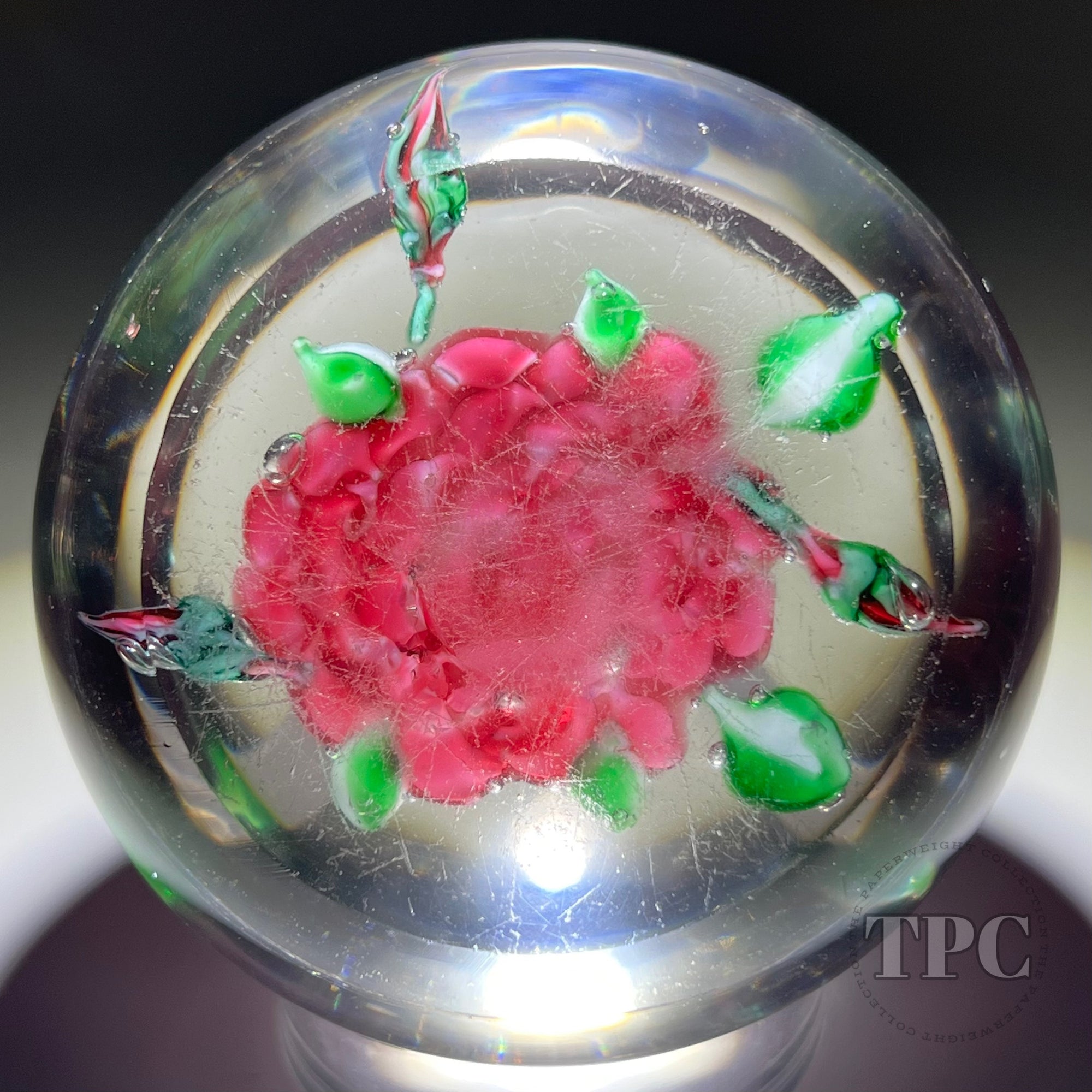 Rare Antique Union Glass Company Art Glass Paperweight Lampwork Red Ro