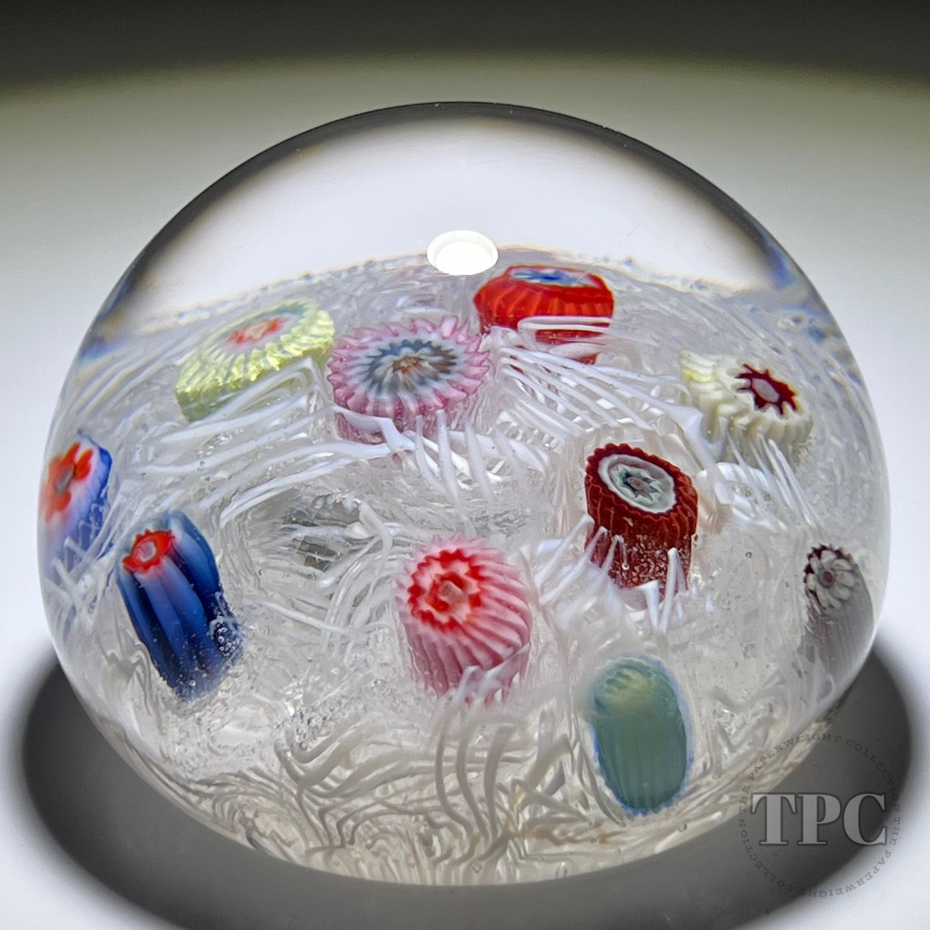 Vintage Strathearn Glass Art paperweight Colorful Spaced Millefiori on