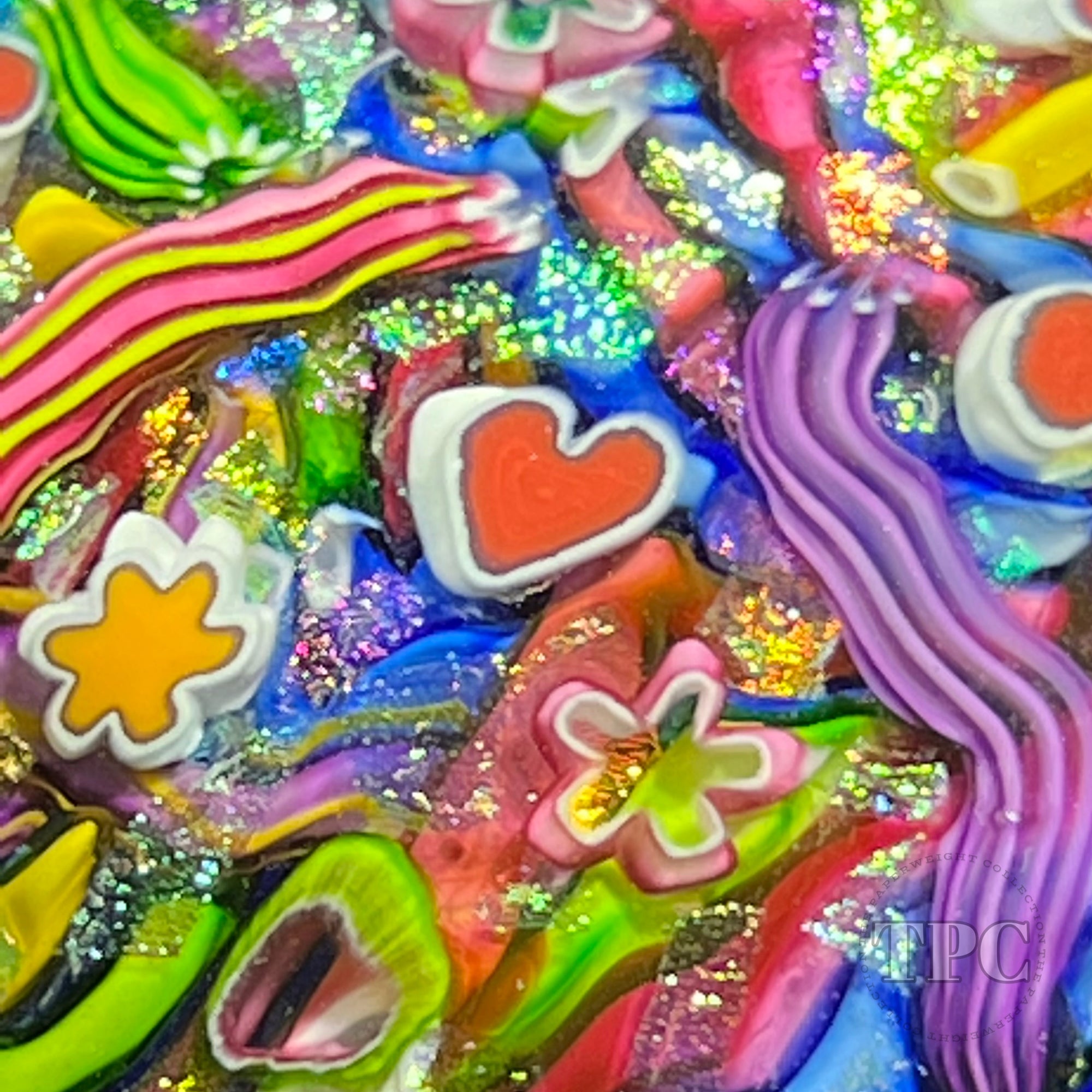 Signed Doug Sweet Glass Art Paperweight Dichroic Colorful Millefiori H