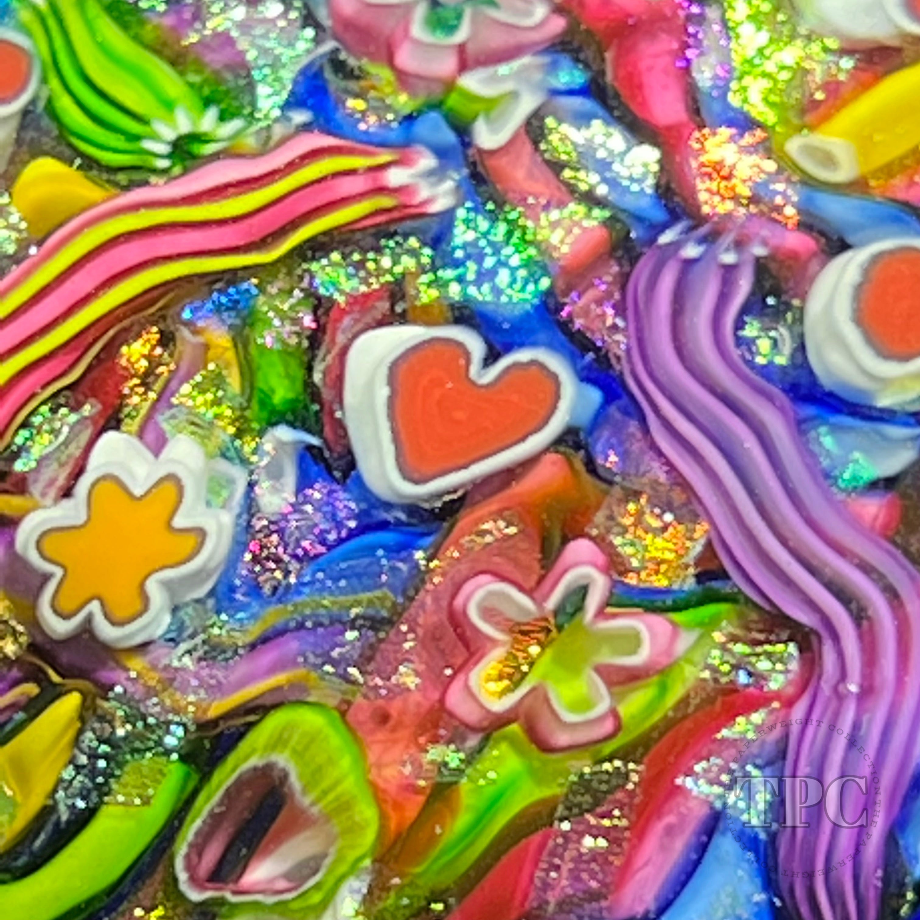 Signed Doug Sweet Glass Art Paperweight Dichroic Colorful Millefiori H