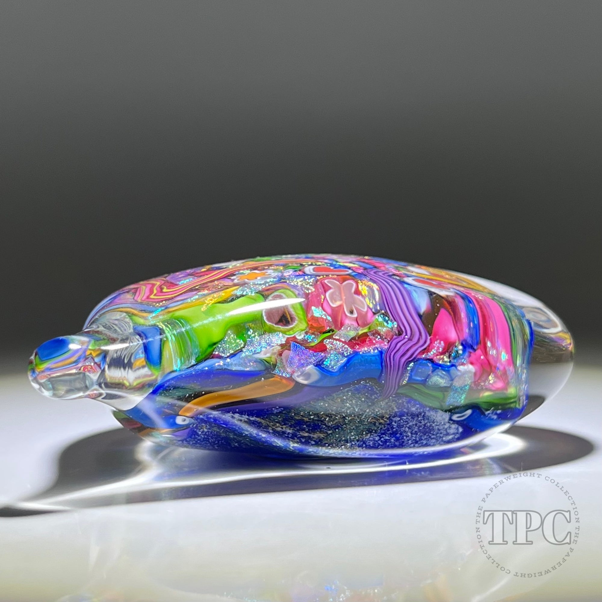 Signed Doug Sweet Glass Art Paperweight Dichroic Colorful Millefiori H