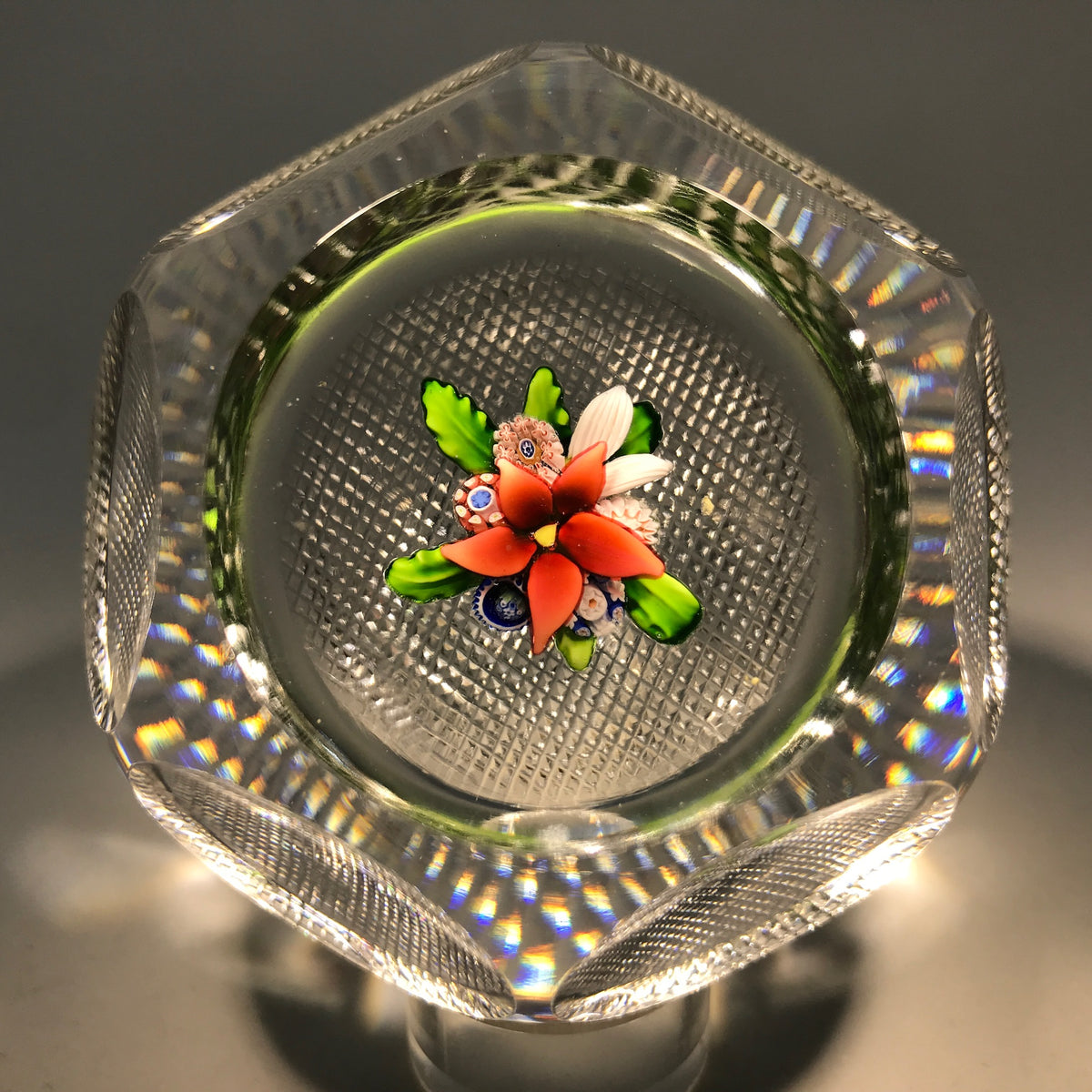 Antique Saint Louis Art Glass Paperweight Faceted Upright Lampwork Mil