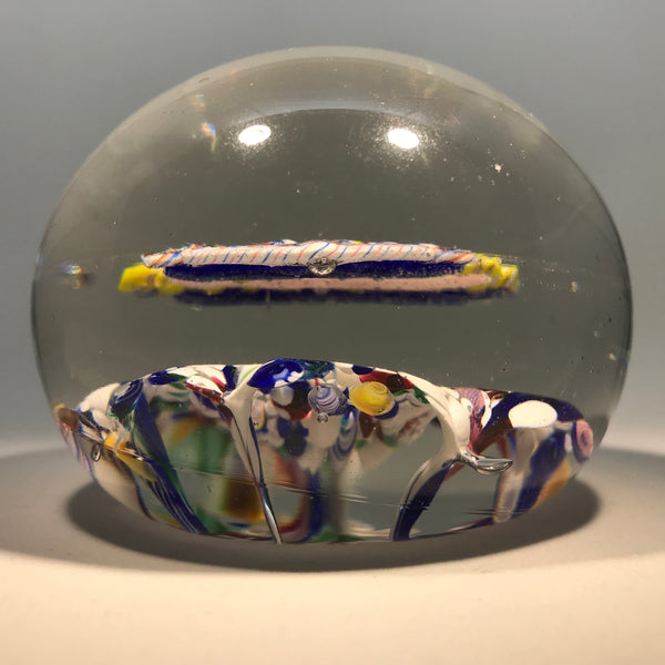 Antique American Barber? Art Glass Paperweight Home Sweet Home Ribbon