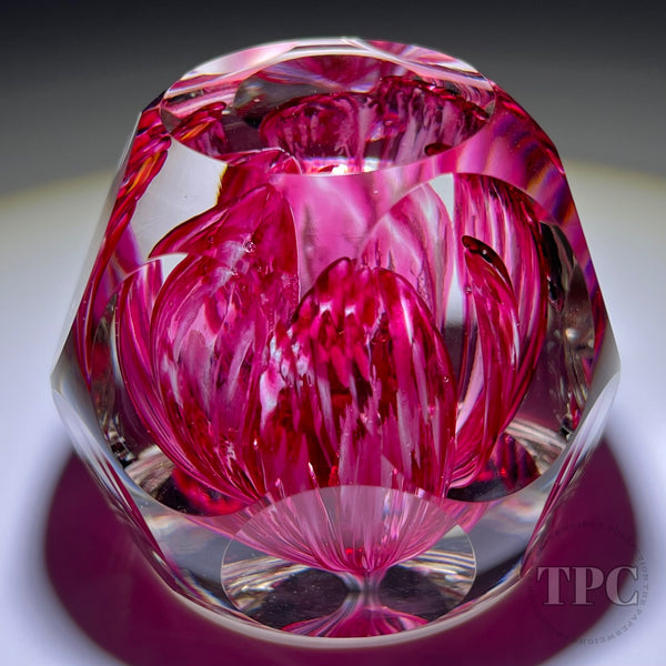 Uncommon Vintage Strathearn Glass Art paperweight Faceted Plum Colored