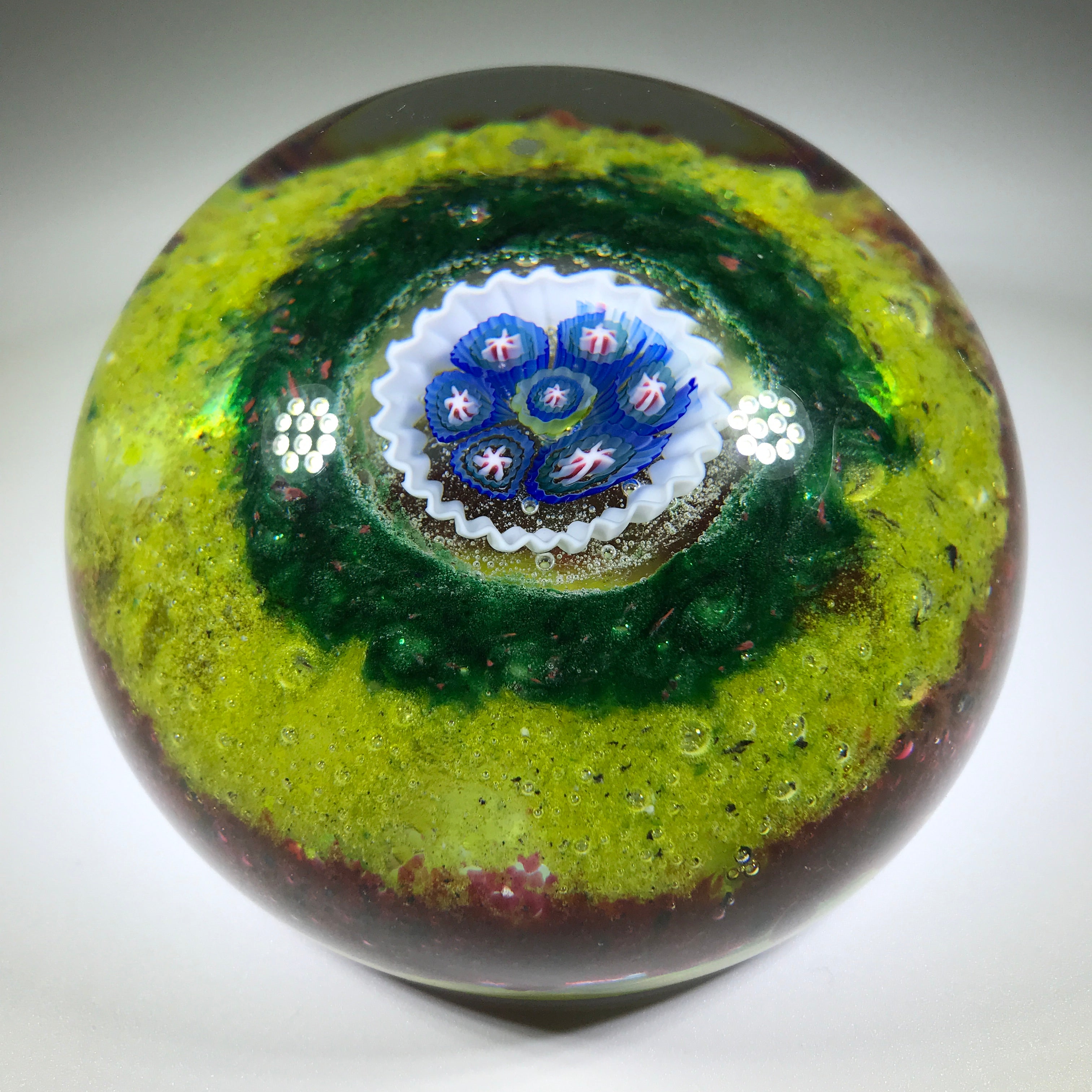 Signed Val St. Lambert Art Glass Paperweight Large Complex Millefiori