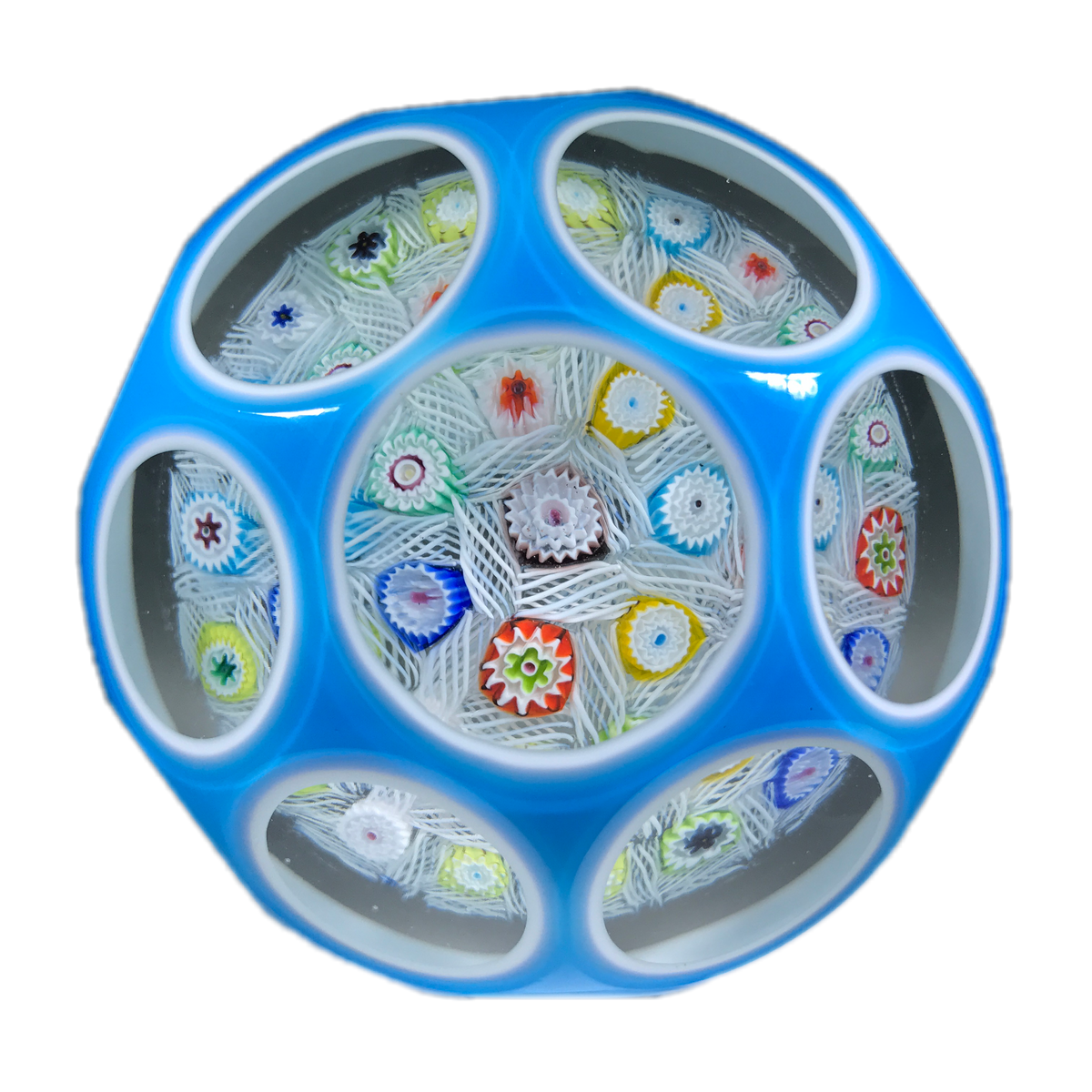 Vintage Murano Fratelli Toso Art Glass Paperweight Millefiori Chequer