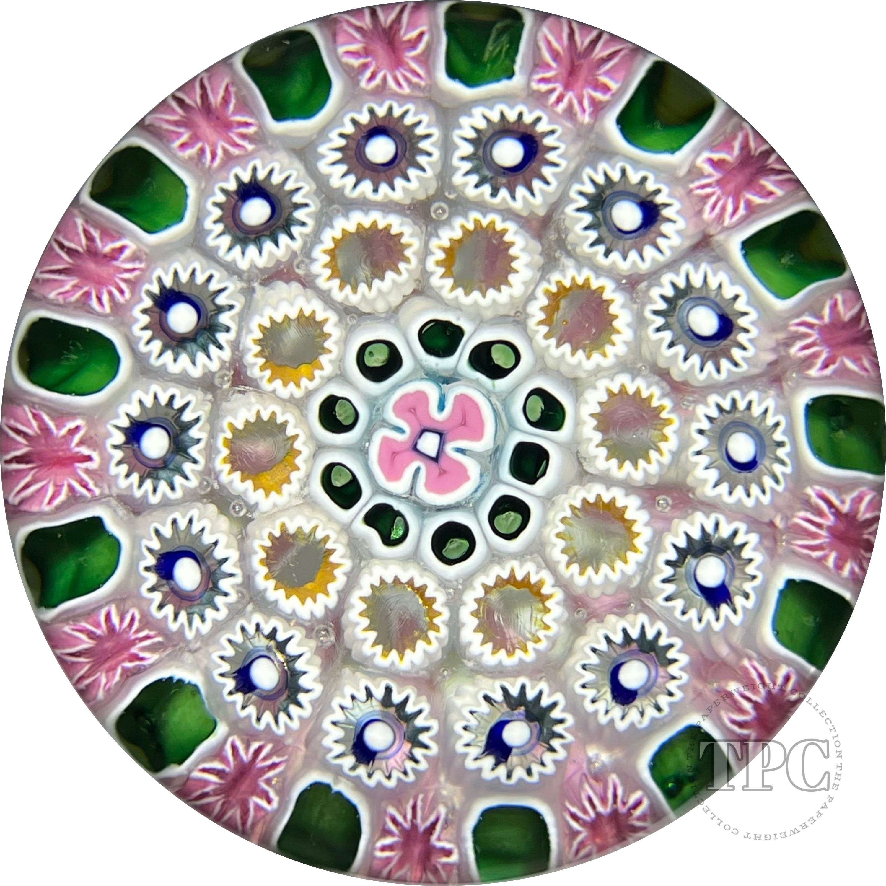Damon MacNaught 2022 Glass Art Paperweight Complex Concentric Millefio