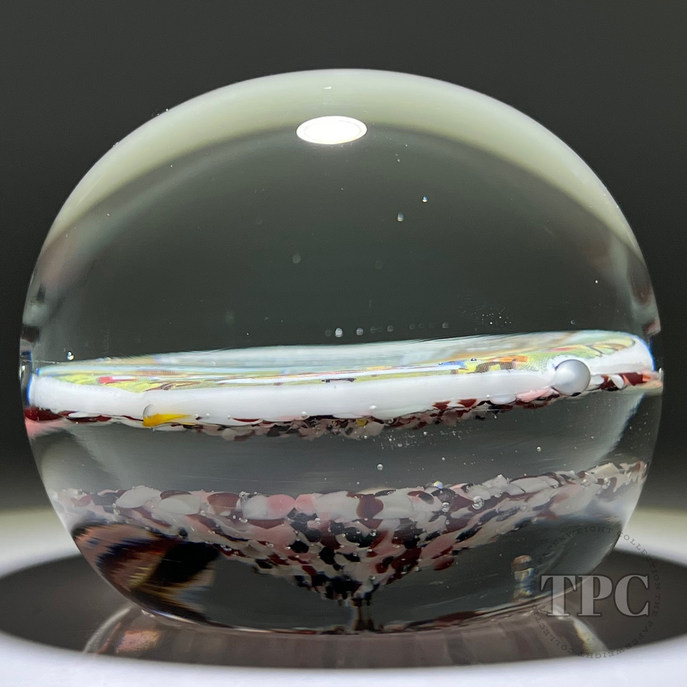 Vintage Thomas Mosser Art Glass Paperweight Ceramic Slip Transfer Than