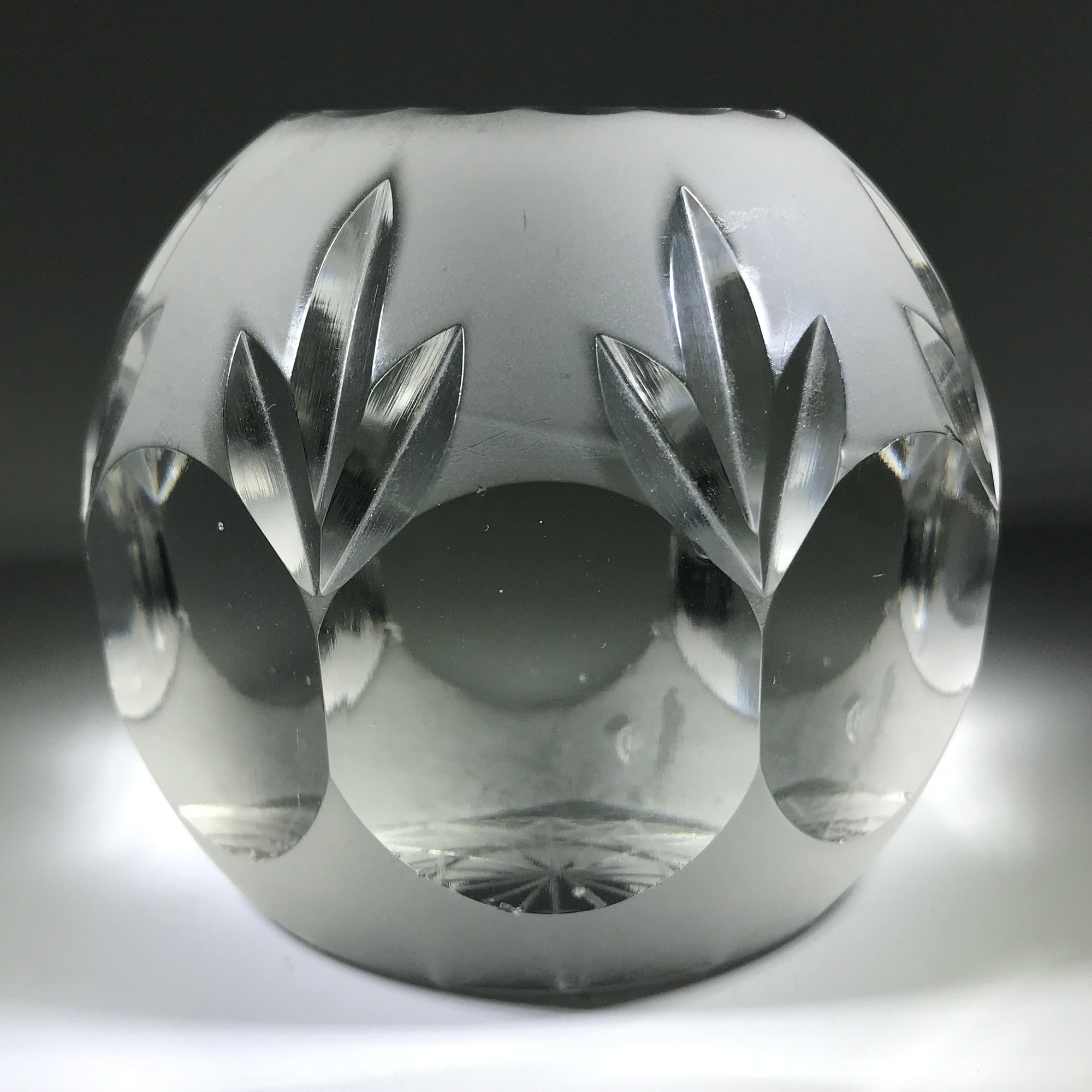 20th Century Val St Lambert Art Glass Paperweight Fancy Faceted Froste