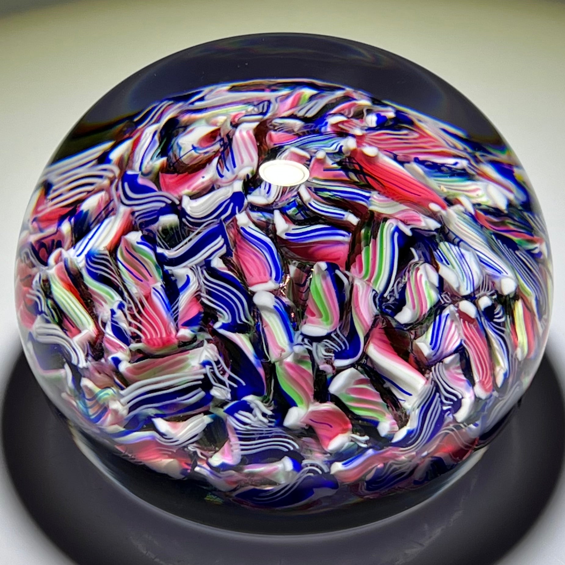 Modern Baccarat Colorful Glass Art Paperweight Macedoine Twists Scramb
