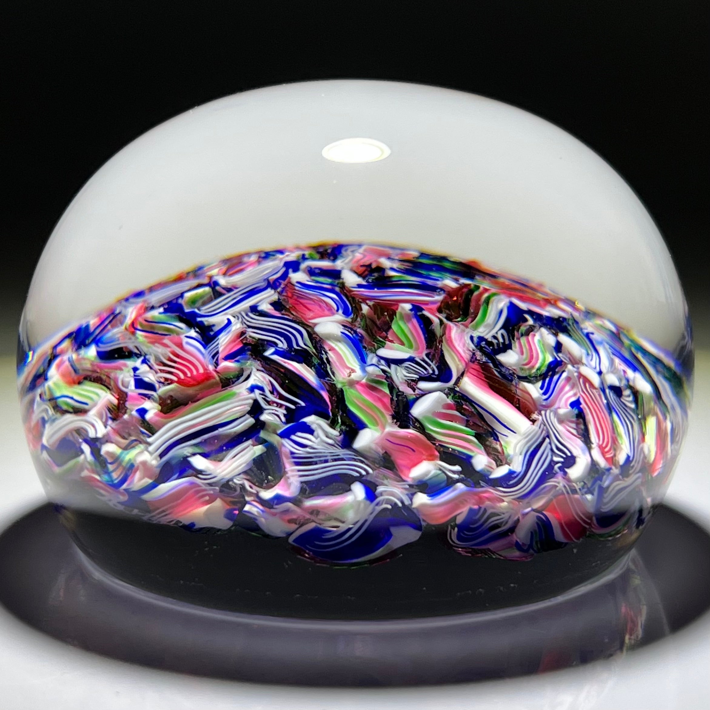 Modern Baccarat Colorful Glass Art Paperweight Macedoine Twists Scramb