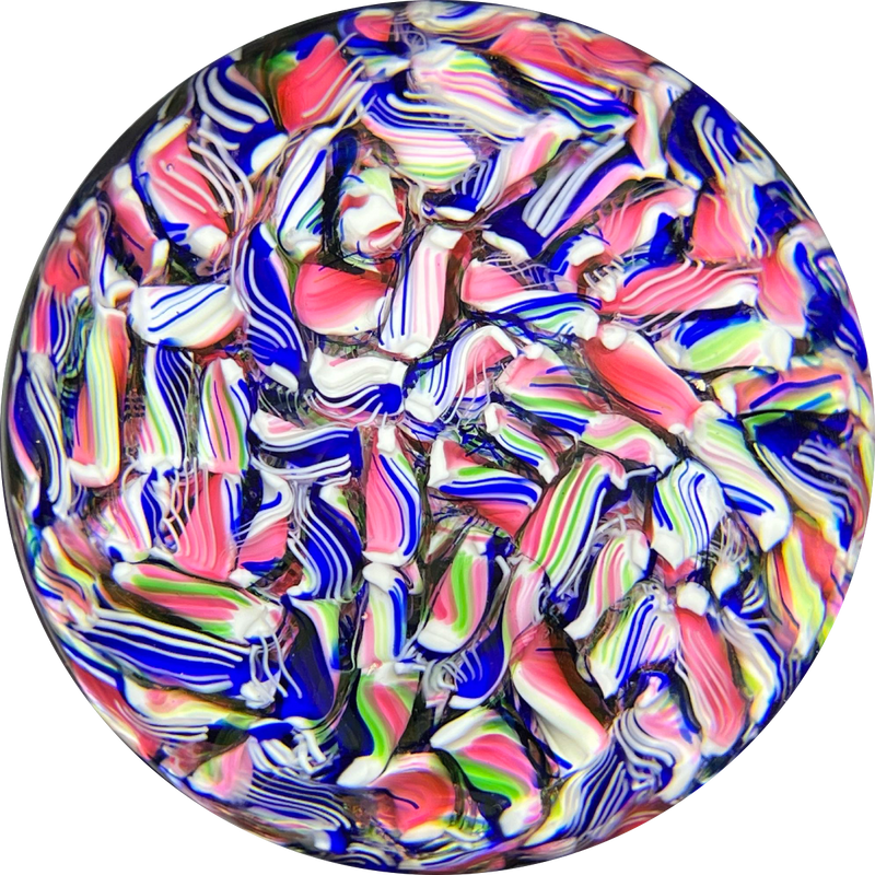 Modern Baccarat Colorful Glass Art Paperweight Macedoine Twists Scramb