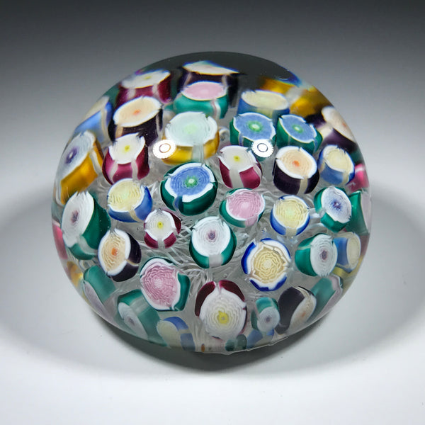 Signed John Deacon Art Glass Paperweight Cascading Rose Cane Closepack