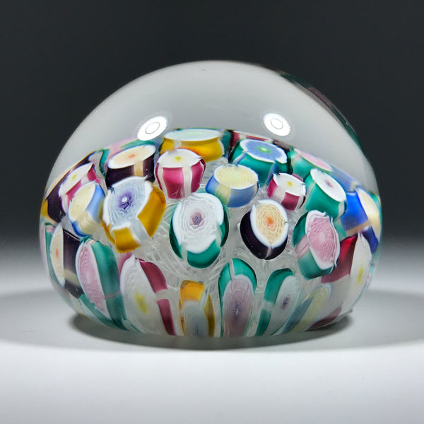 Signed John Deacon Art Glass Paperweight Cascading Rose Cane Closepack