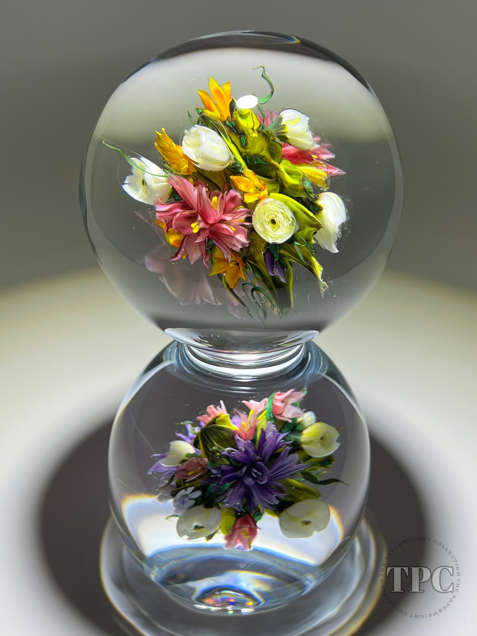 Melissa Ayotte Glass Art Sculpture Stacked Double Orb Hourglass with A