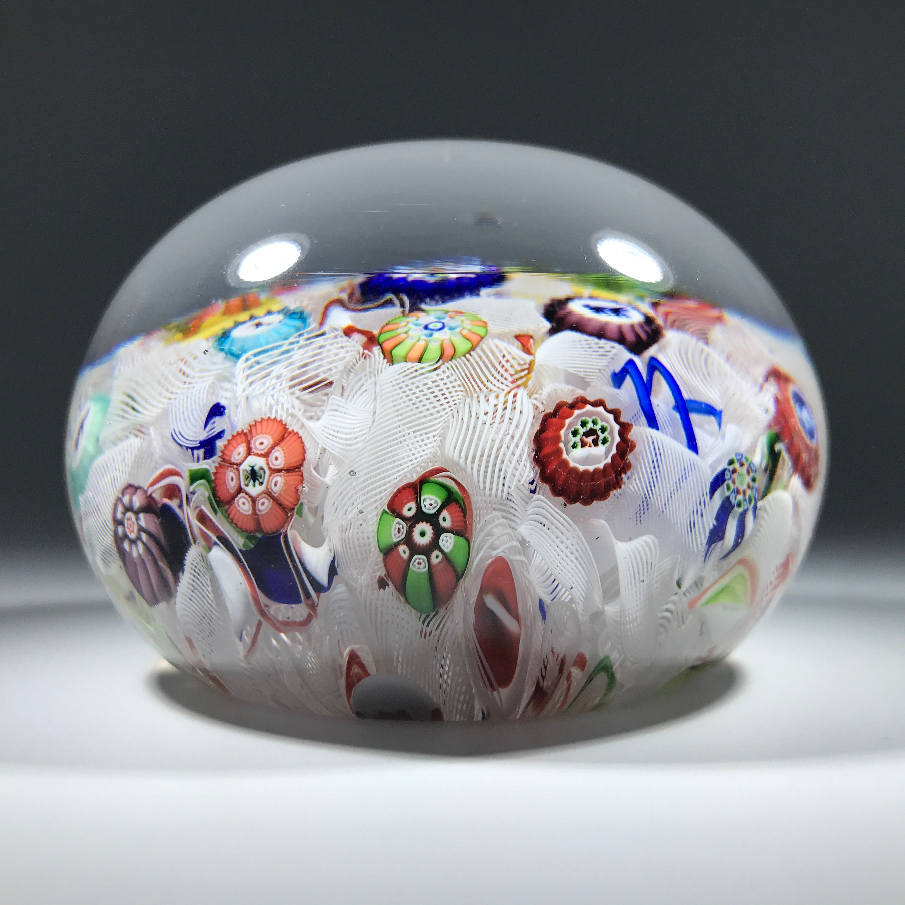 Antique Baccarat B1847 Art Glass Paperweight Spaced Complex Millefiori